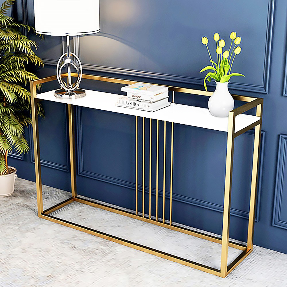 Modern Narrow Console Table Rectangle Gold Finish (WS145) | dotz